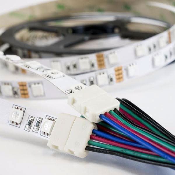 RGB LED Strip Light Connectors - Solderless Snap Connection