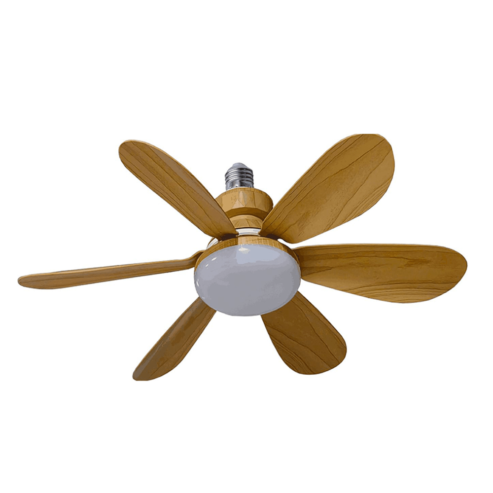 20" E27 Mini Ceiling Fan/Lamp – Wood Grain, 6-Blade, CCT Adjustable ...
