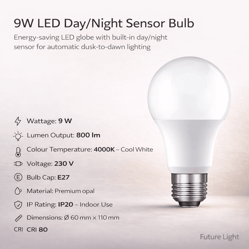 LED 9W Day/Night Sensor Globe - Automatic Outdoor Lighting Buy Online ...