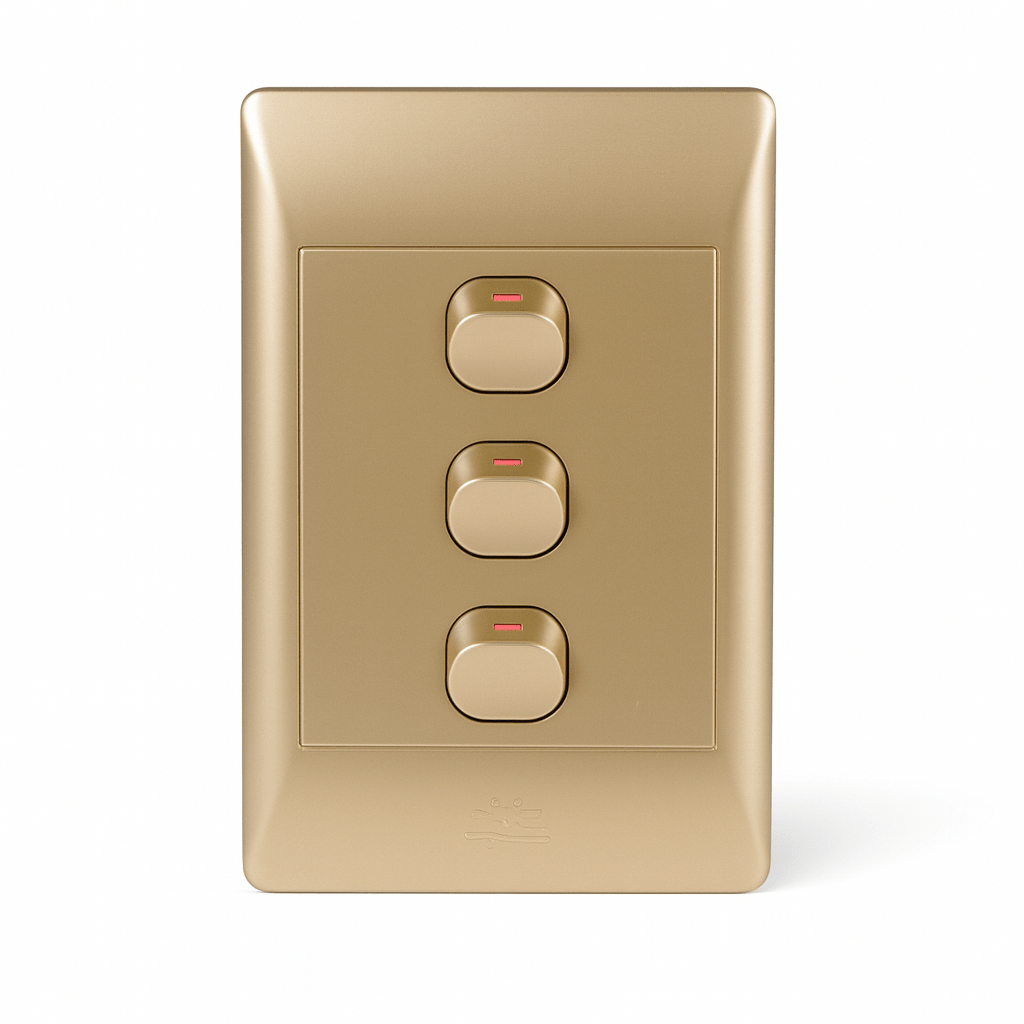 Champagne Light Switch - 3 Lever Elegance for Modern Homes – Future ...