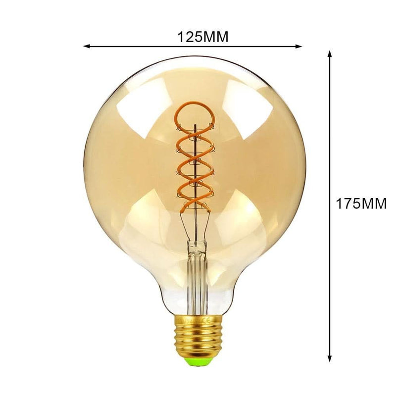 Amber LED Filament G125 Bulb – Dimmable & Cozy Lighting