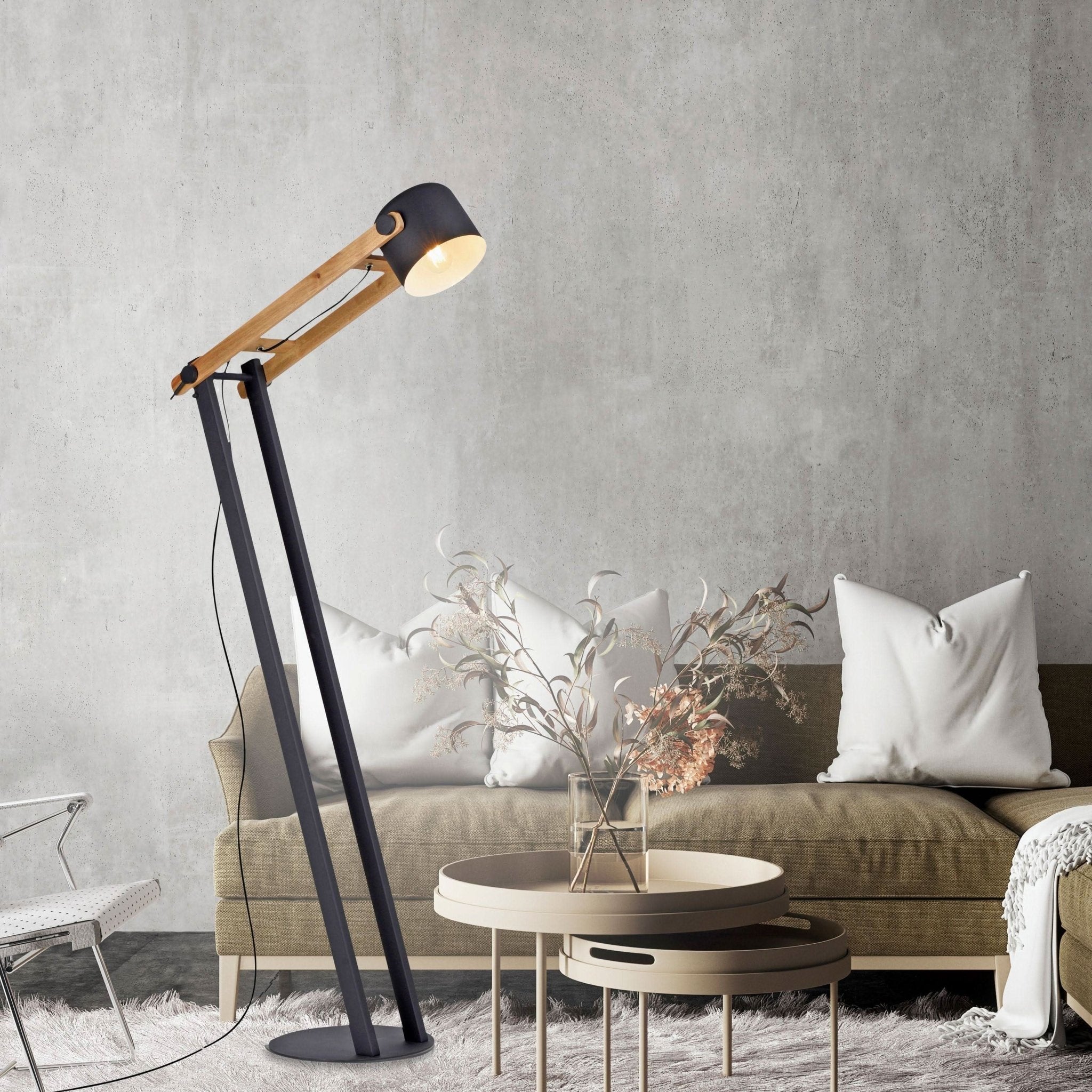 Reach Metal & Wooden Floor Lamp - Adjustable & Stylish Lighting